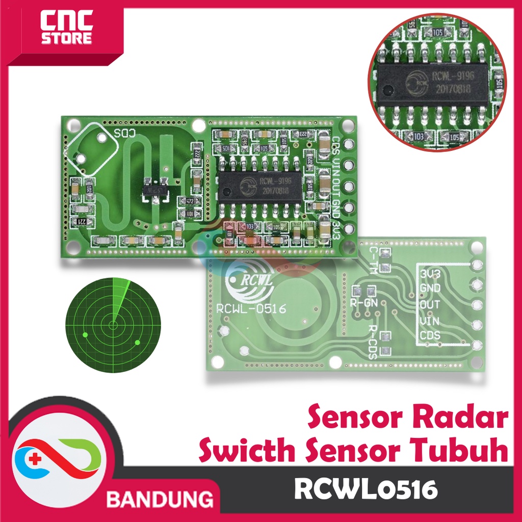 Jual RCWL0516 MICROWAVE RADAR SENSOR SWITCH SENSOR TUBUH RCWL 0516 | Shopee Indonesia