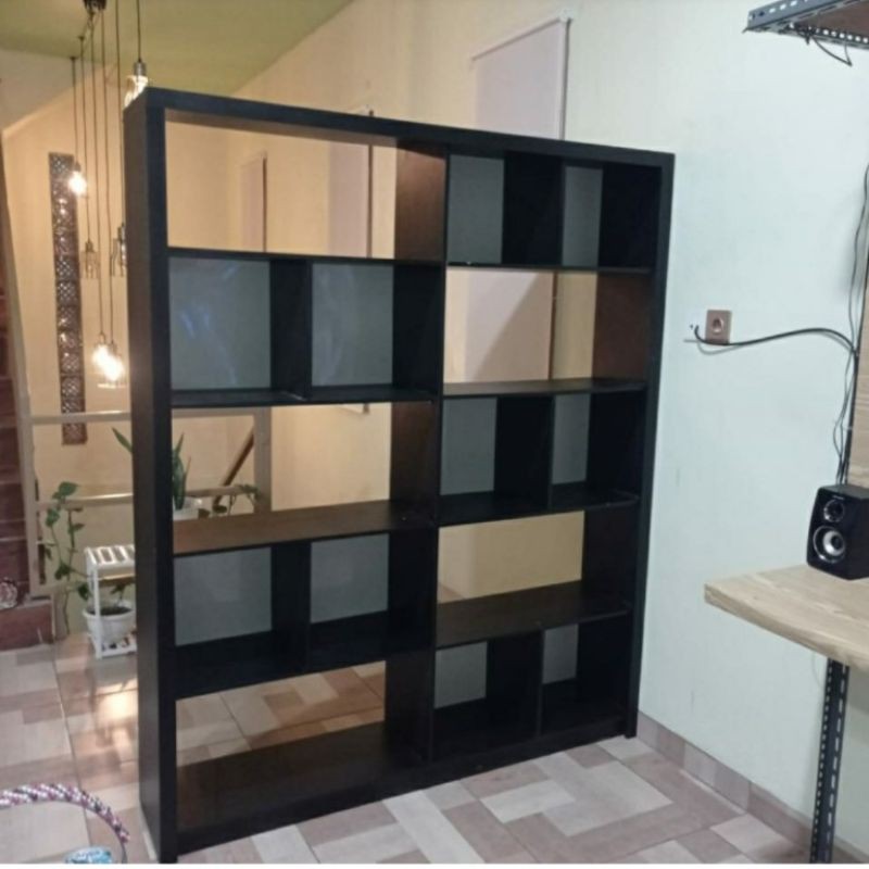 Jual RAK BUKU LEMARI PAJANGAN SEKAT RUANGAN WARNA HITAM TERLARIS ...