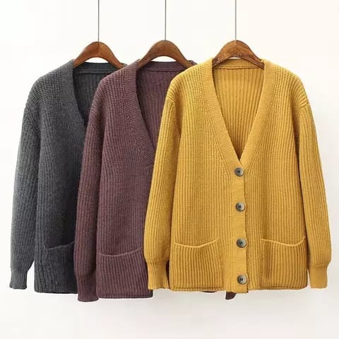 Jual cardigan rajut wanita/sweater kancing oversize/cardigan jumbo duo pocket | Shopee Indonesia