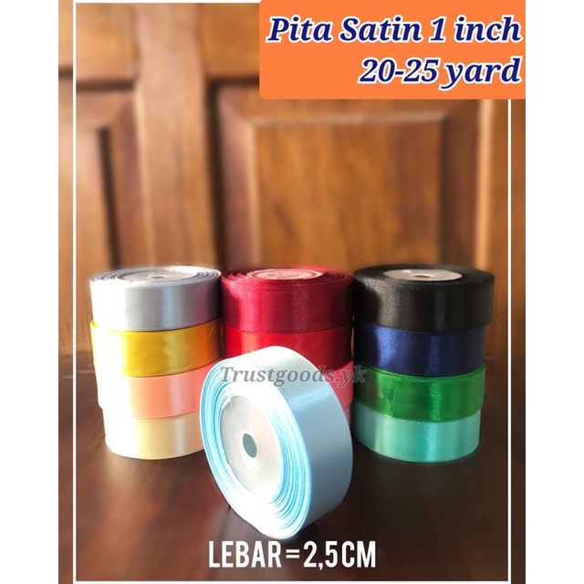 Jual Pita Satin 1 inch (2,5 cm) Hiasan Hampers/Souvenir/Kado per Meter/Roll | Shopee Indonesia