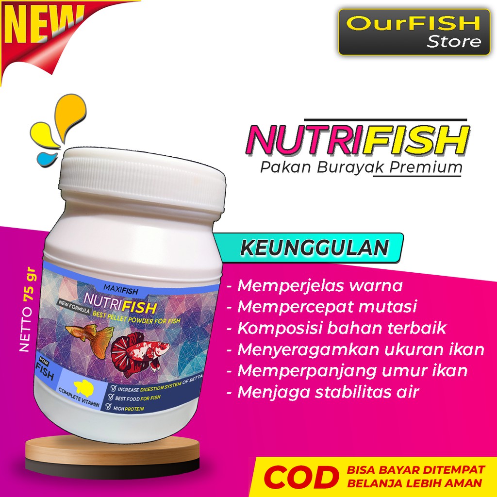 Jual OURFISH - Pakan Pelet Burayak Cupang Nutrifish Galaxy Louhan Koi Molly Guppy Tetra Neon ...