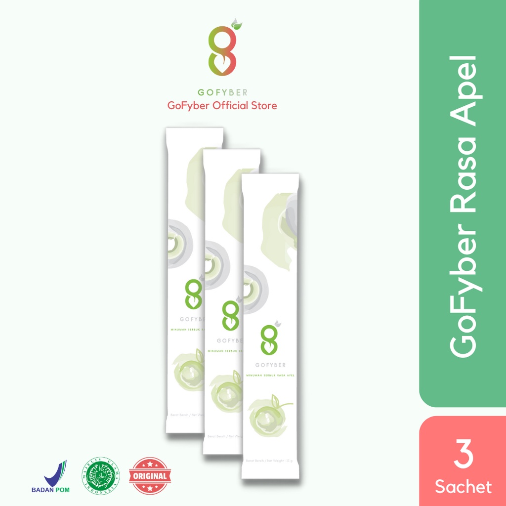 Jual GoFyber Fiber Drink Rasa Apel - Kemasan Ekonomis isi 3 sachet ...