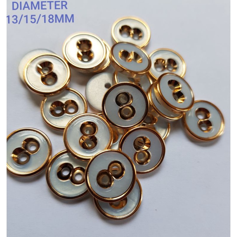 Jual Kancing baju Gold putih motif kaca mata ukuran 13/15/18/21mm 100 ...