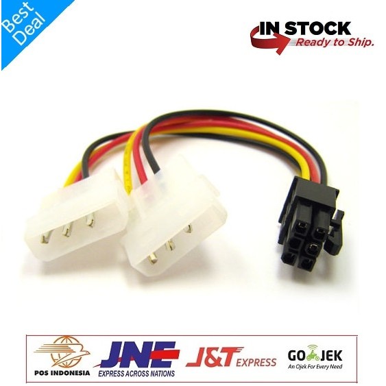 Jual Kabel Konektor Converter Power VGA 6 Pin 6pin To 2 Dual MOLEX 4 ...