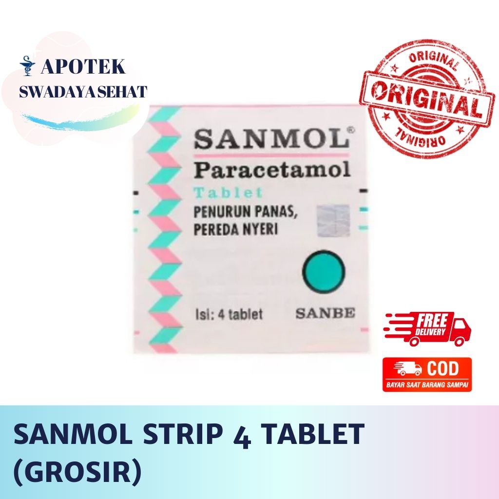 Jual SANMOL Strip - Obat Demam Parasetamol Anti Nyeri 4 Tablet | Shopee ...