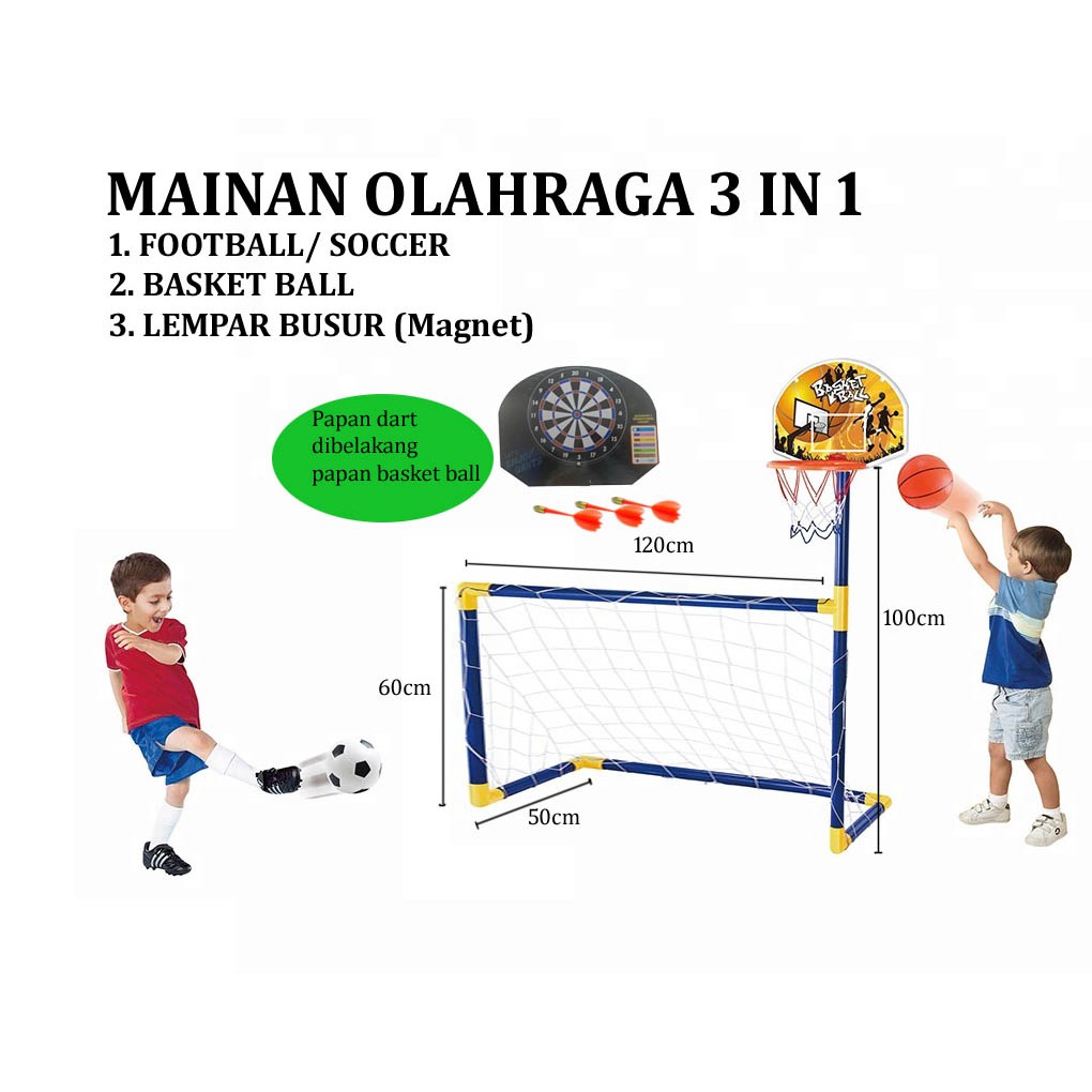 Jual MAINAN ANAK OLAH RAGA SEPAK BOLA BASKET DAN KETANGKASAN 3 IN 1 ...