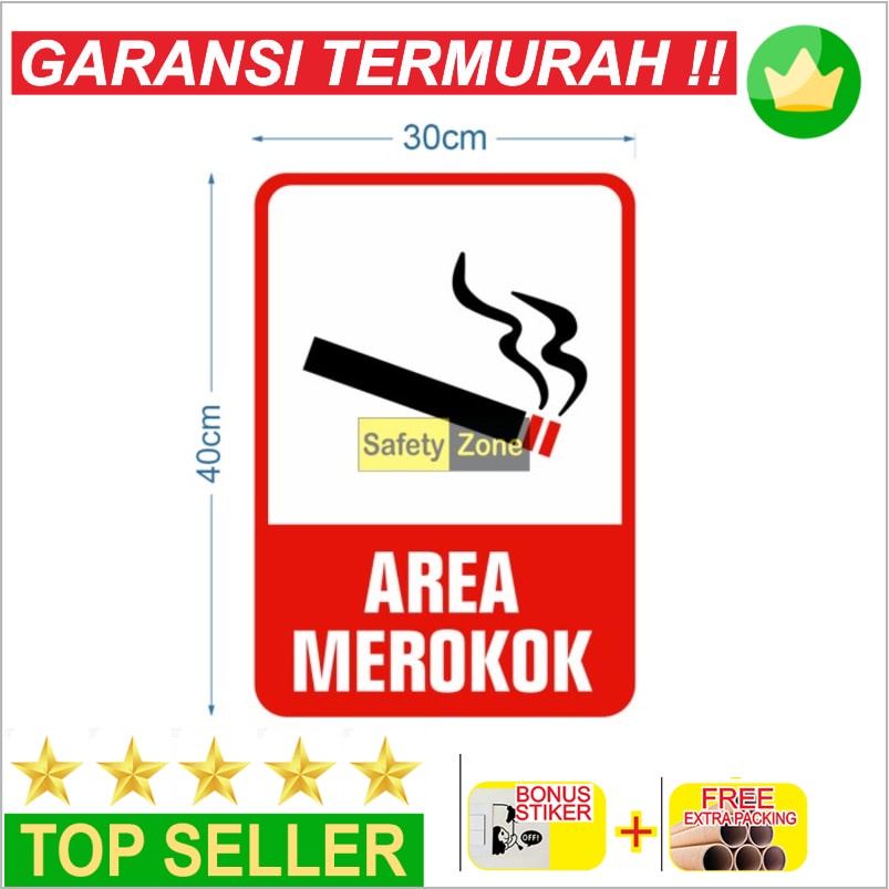 Jual Murah RAMBU PLAT/PLANG/LALU LINTAS AREA MEROKOK 30x40CM Keren ...