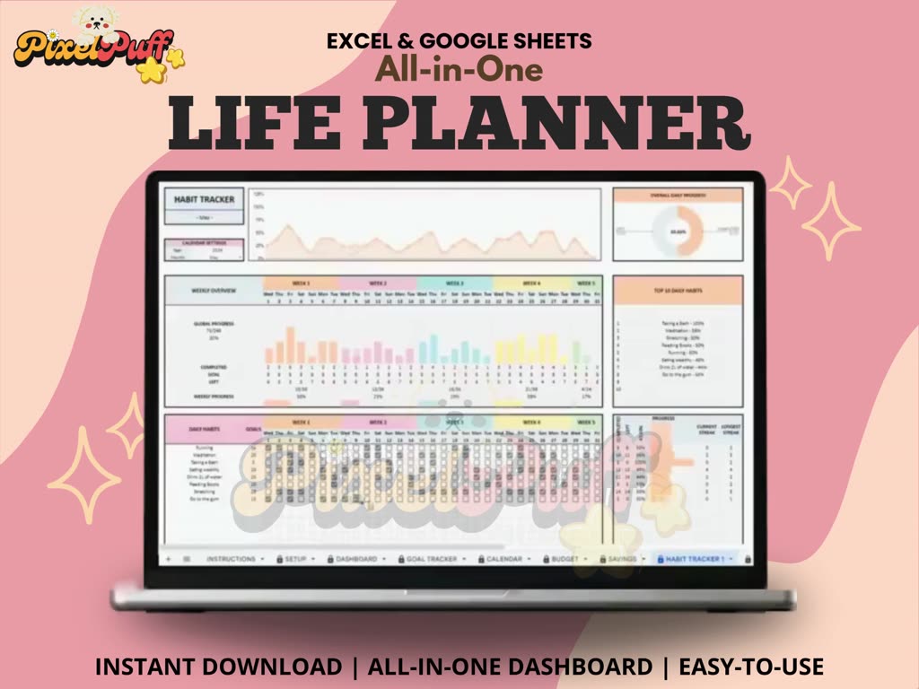 Jual Komplit 10 in 1 - Life Planner Googles Sheets Planner Digital ...