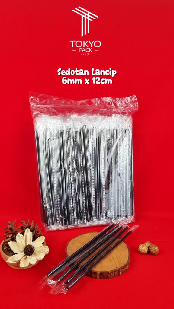Jual Sedotan Plastik Hitam Lancip 6mm x 20 cm / 12mm x 21cm/ Sedotan ...