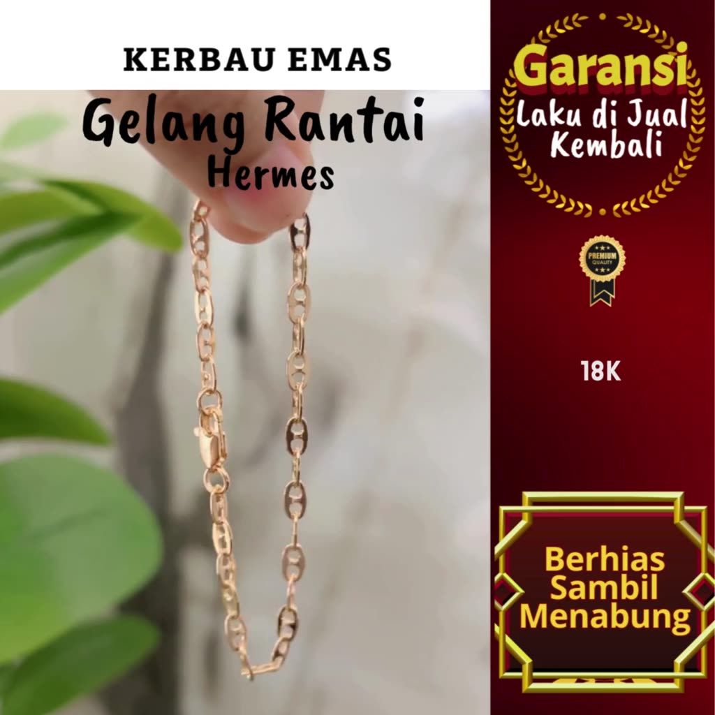 Jual GTRD 1059 Kerbau Emas Gelang Rantai Herme' Warna 18K Ready Ukuran ...