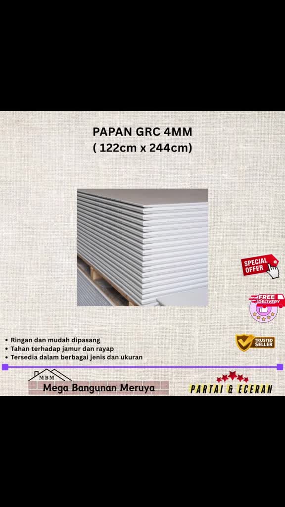 Jual PAPAN GRC Board 4mm. 6mm. 8mm /Papan GRC (122CM x 244CM) | Shopee ...