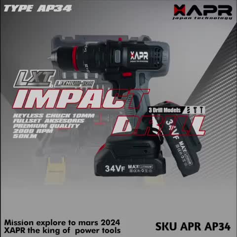 Jual APR BOR IMPACT DRILL BRUSHLESS AP34+ 13MM KEYLESS AUTO LOCK ...