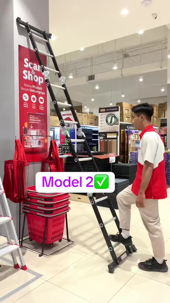 Jual Krisbow 3 mtr Tangga Lipat Aluminium Steel 4X3 Step Hitam ...