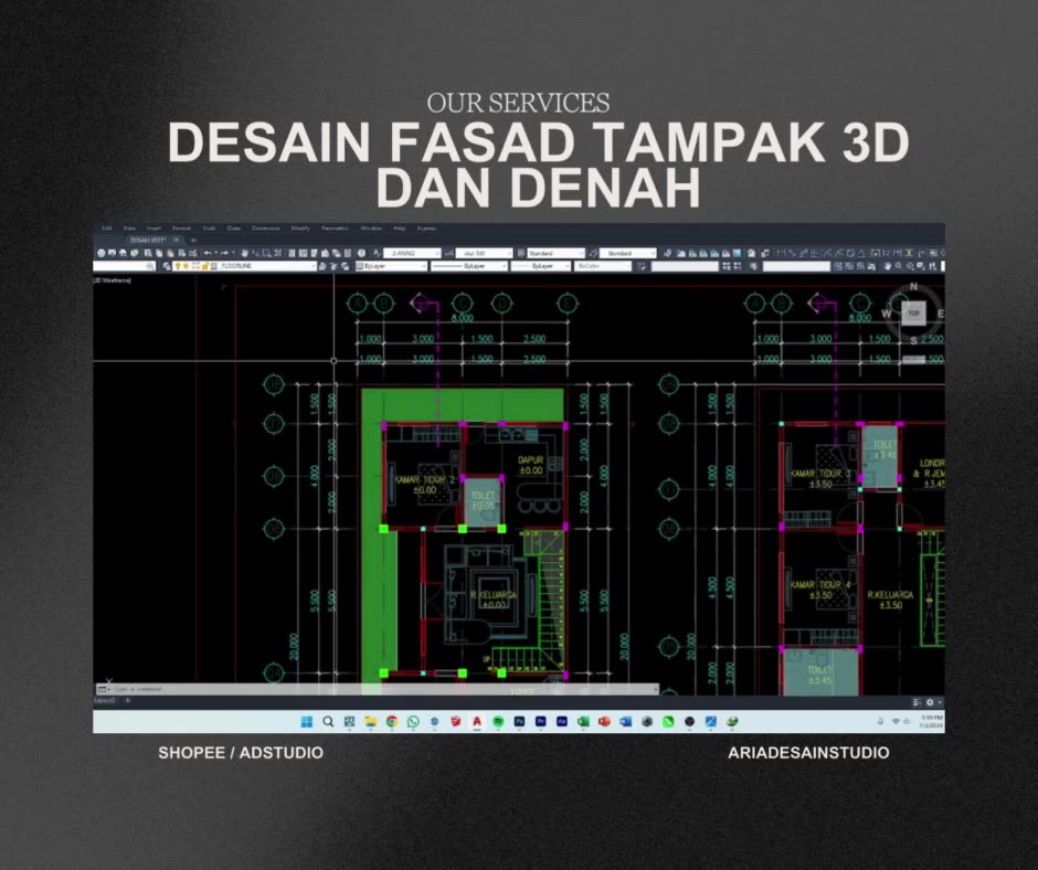 Jual Paket 3D Jasa Gambar Desain Arsitek 3D Denah 2D Tampak depan 2D ...
