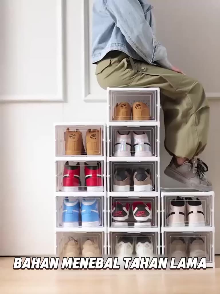 Jual XMVP Rak Sepatu Lipat Anti Debu Kotak Sepatu Lipat Rak Susun ...