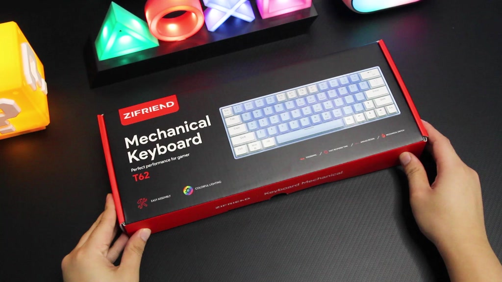 Jual ZIFRIEND T62 Mechanical Keyboard 62Keys Blue/Red Switch RGB Light Compact 60% Layout Wried ...