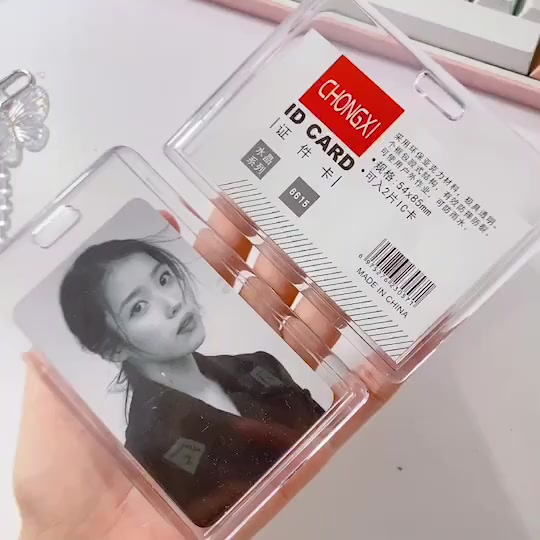 Jual Tempat Kartu Id Card Akrilik 2 Sisi Bening Transparan Vertikal ...