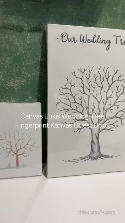 Jual Kanvas Wedding Tree Fingerprint Guest Book 50x70 cm Canvas Lukisan ...