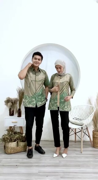 Jual Couple Kemeja Batik Ayah Anak Laki laki Motif INARA SAGE Warna ...