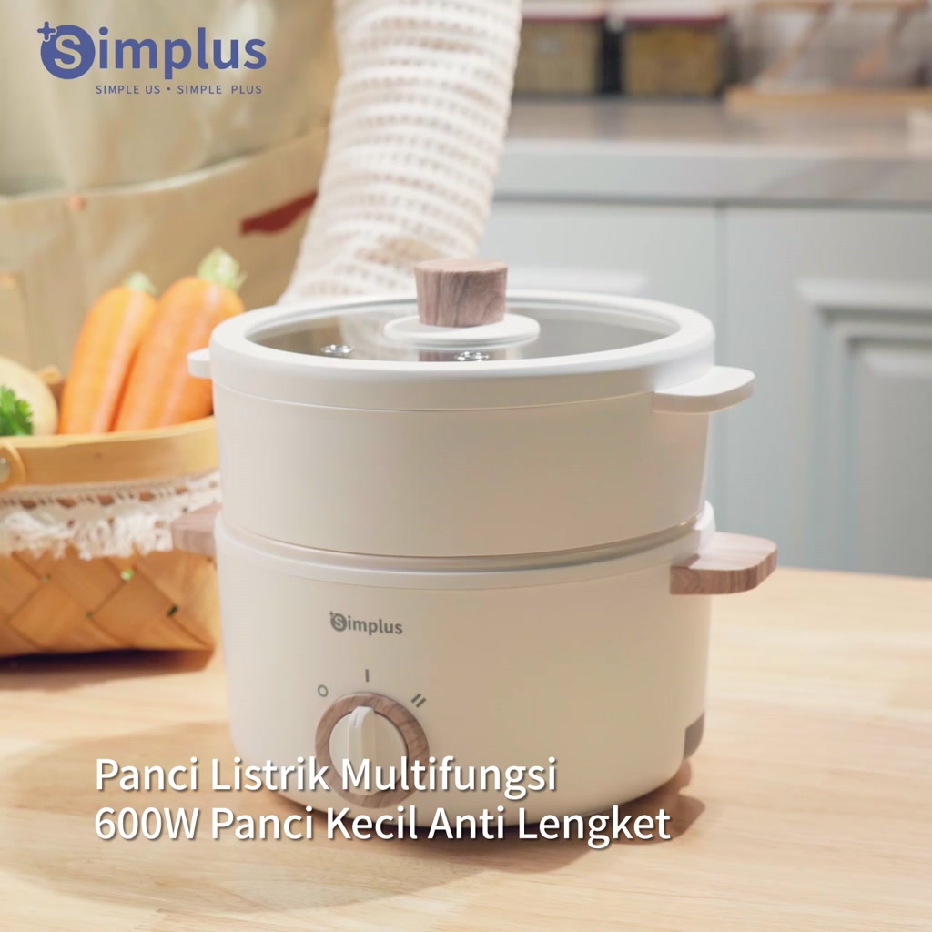 Jual Simplus Panci Listrik Kapasitas 1.5L Panci Serbaguna Anti Lengket Dengan Kukusan 2 Mode ...