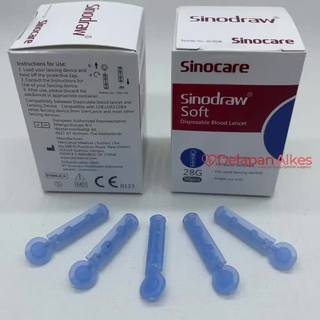 Jual Sinocare Sinodraw Blood Lancet 28G isi 50 pcs Soft Twist Jarum ...