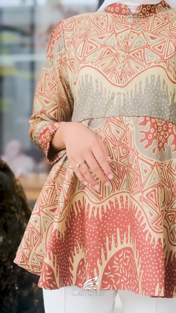 Jual Atasan Batik Wanita Blus Batik Puffy Shoulders Model Peplum Payung