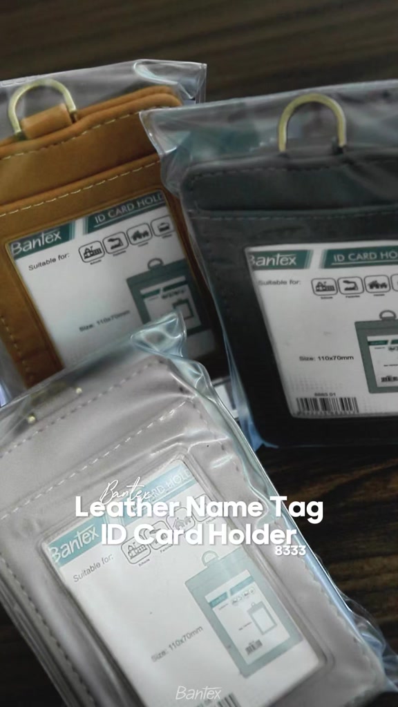 Jual Bantex Leather Name Tag ID Card Holder Button 8883 Kulit Sintetis ...