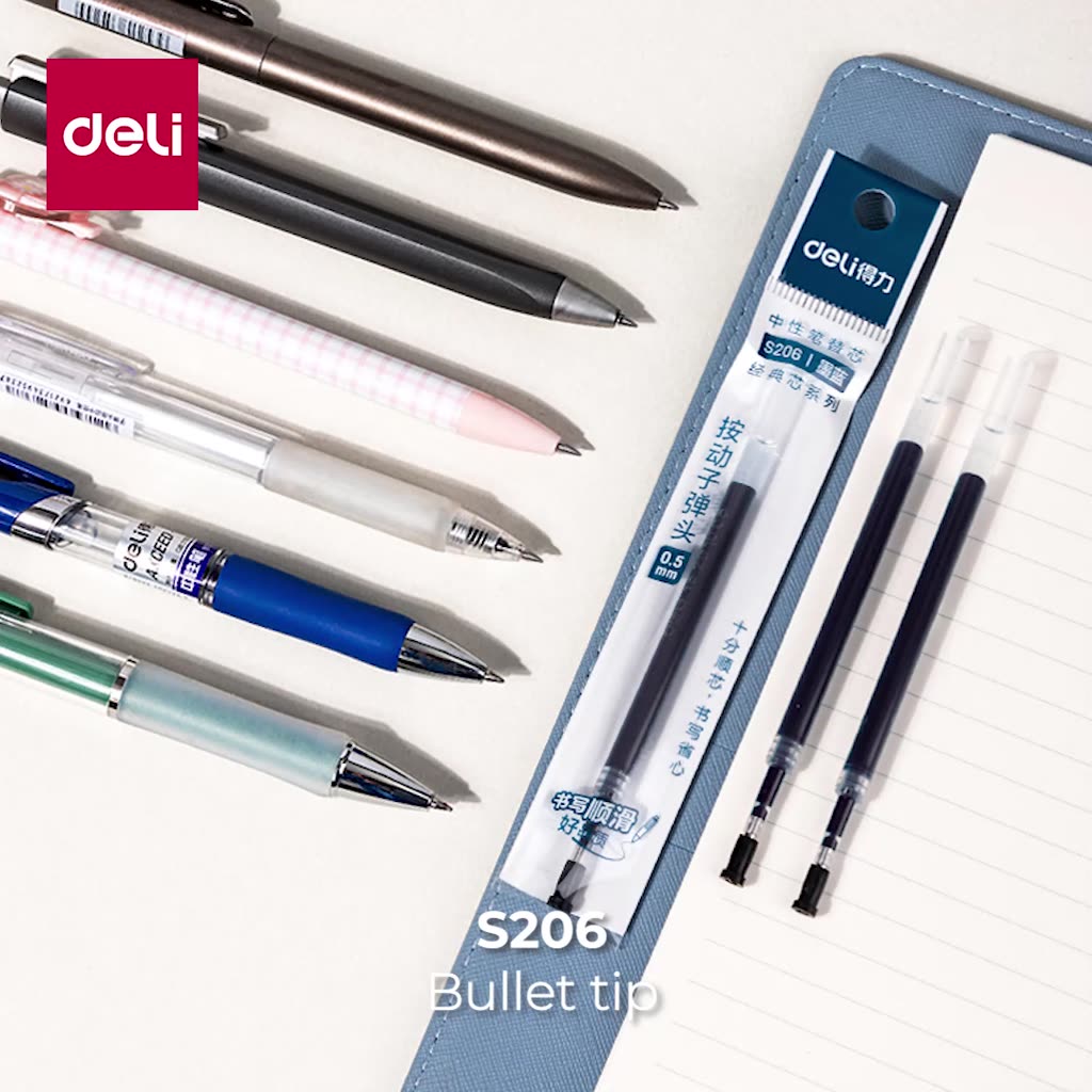 Jual Deli Gel Pen Refill / Isi Ulang Pulpen Gel 0.5mm Hitam/Biru/Merah ...