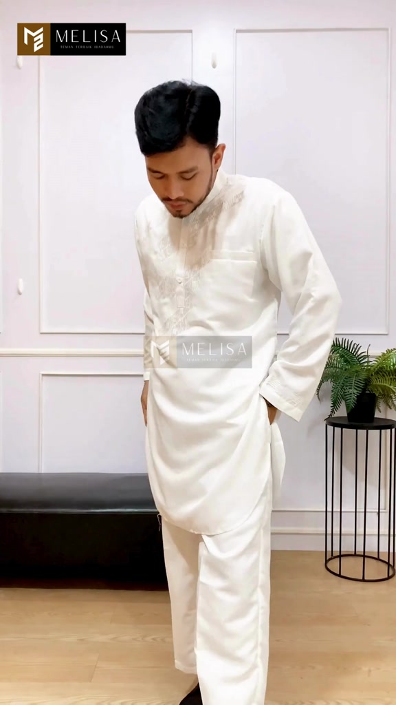 Jual Baju Koko Setelan Pakistan Pria Dewasa Warna Putih Bahan Poli ...
