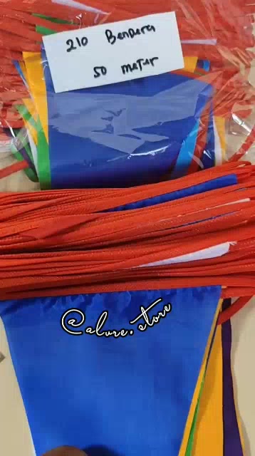 Jual 200 Bendera 50 Meter & 150 Bendera 55 Meter Bendera Segitiga Warna Warni Merah Putih ...