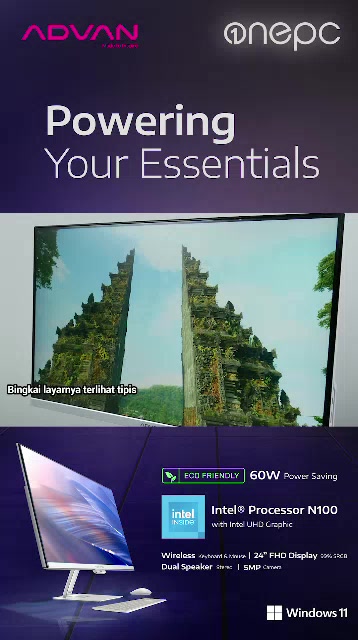 Jual ADVAN All in One PC AIO ONEPC Intel N100 99% SRGB 60W Power Saving Windows 11 | Shopee ...
