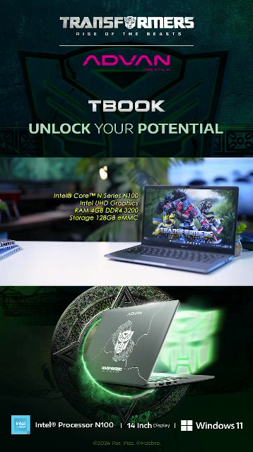 Jual ADVAN Laptop TBook X Transformers | Tbook Intel Celeron N100 | 4Gb ...