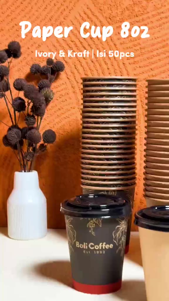Jual [ISI 50PCS] Paper Cup 8 Oz (240ml) / Gelas Kertas Kopi Teh Polos Motif Tahan Panas / Hot ...