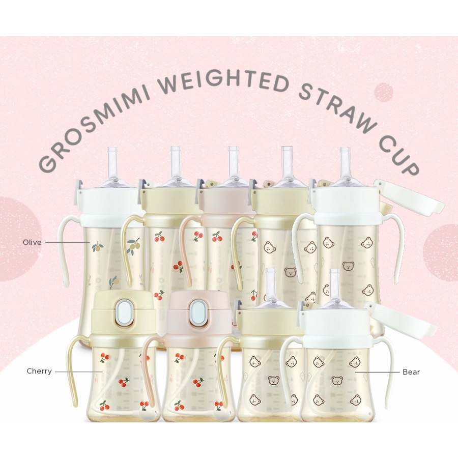Jual GROSMIMI WEIGHTED STRAW CUP SIZE 200ML DAN 300ML/BOTOL MINUM BAYI DAN ANAK | Shopee Indonesia