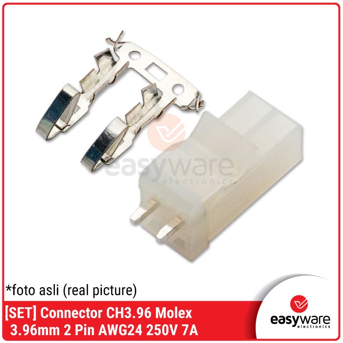Jual Connector Molex 3.96mm 2 Pin CH3.96 Header Straight 2P Molex Besar ...