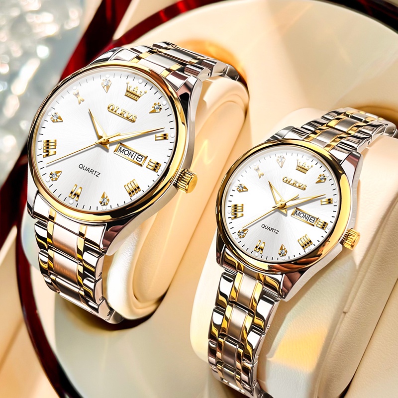 Jual OLEVS Jam Tangan Couple Pasangan Anti Air Original Waterproof ...