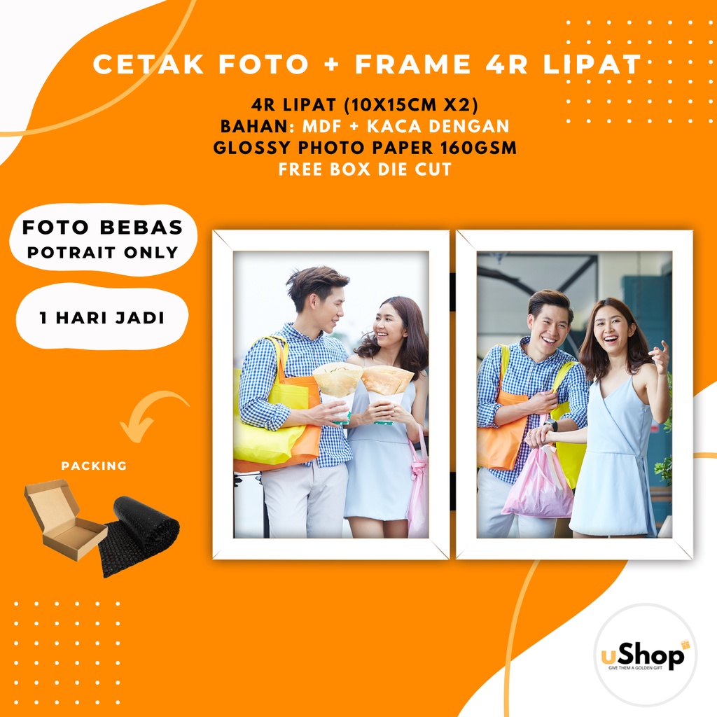 Jual Print Foto / Cetak Foto + Frame Bingkai Minimalist 4R Lipat ...