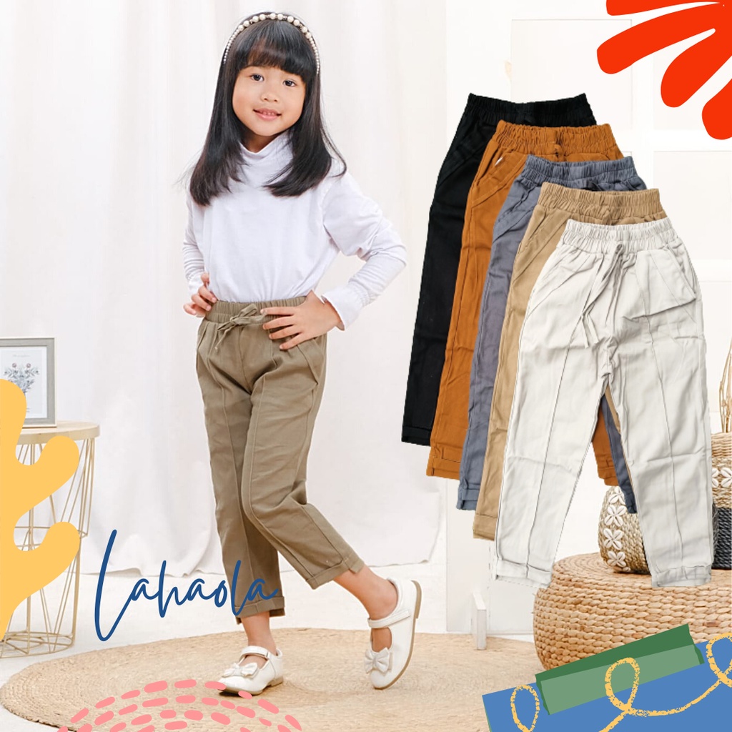 Jual Celana panjang baggy pants anak perempuan 1 sampai 13 tahun katun twill stretch melar ...