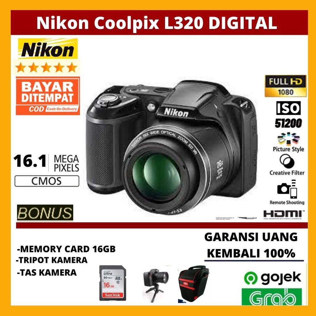 Jual NIKON L320 COOLPIX KAMERA SEMIPRO [FREE ACCESORIES KAMERA ...