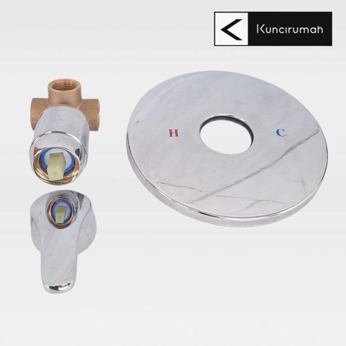 Jual Kran shower tanam 3 lubang / Keran rain shower mixer panas dingin ...
