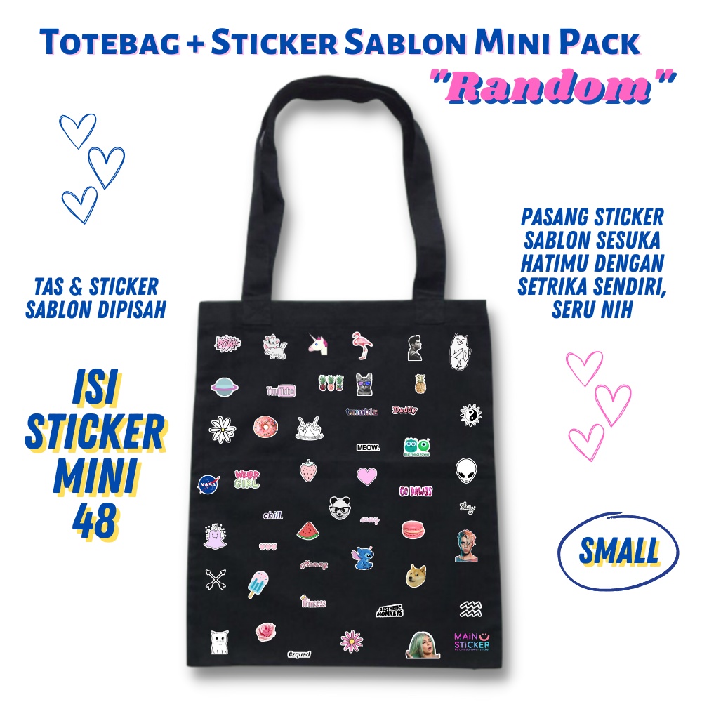 Jual TOTEBAG RANDOM - MAIN STICKER | Sticker Sablon Mini Pack Setrika ...