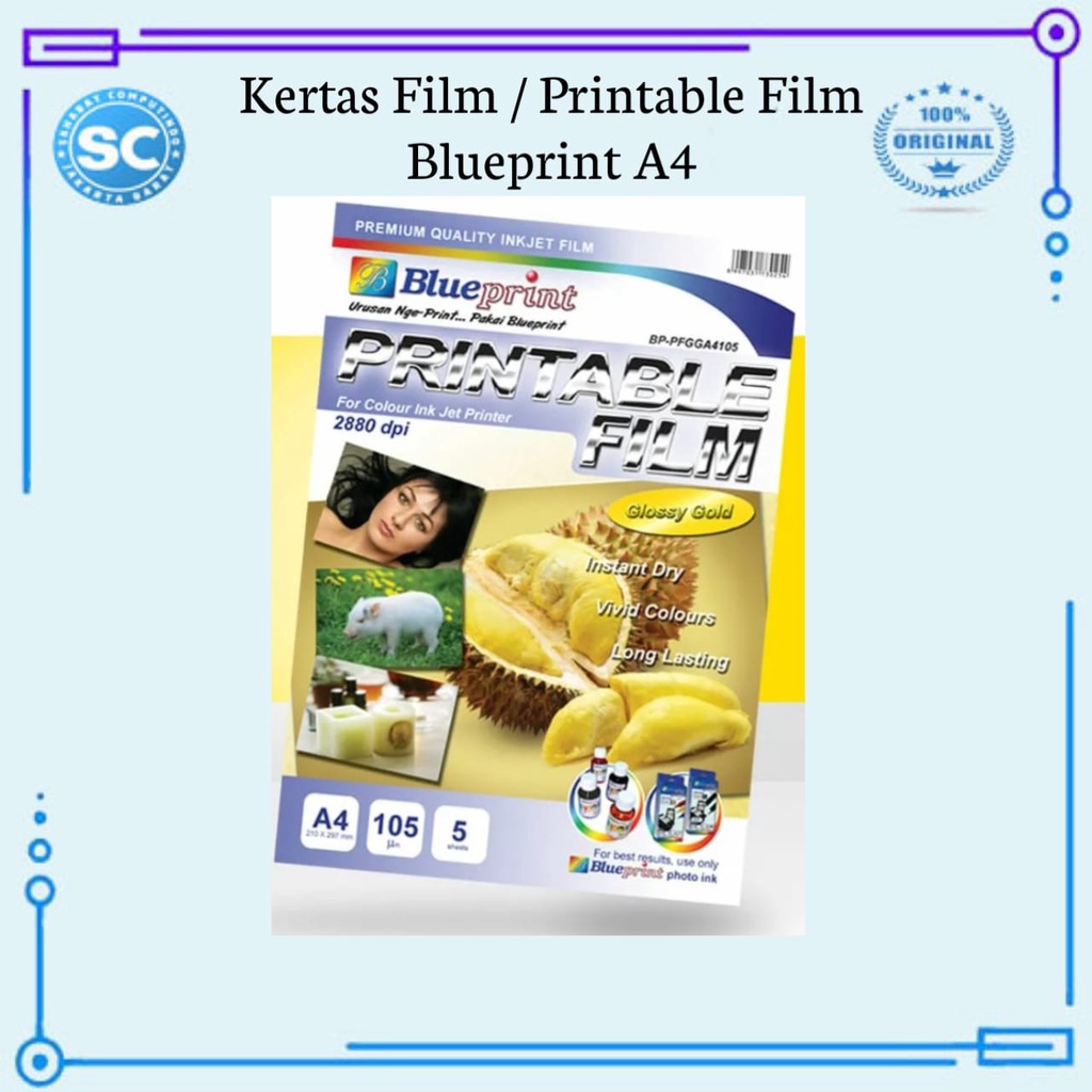 Jual Kertas Film / Printable Film BLUEPRINT A4 - Glossy Gold | Shopee ...