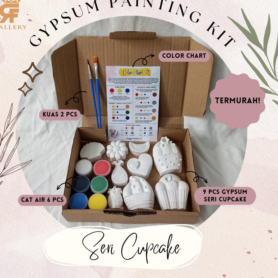 Jual Masih fresh Painting Kit Gypsum Cupcake DIY Melukis Mewarnai Patung Gipsum Mainan Edukasi ...