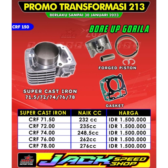 Jual BLOK PISTON BRT CRF 150 NEW MEGAPRO CB VERZA 71,5mm 72mm 74mm 76mm 78mm BLOCK SEHER PAKET ...