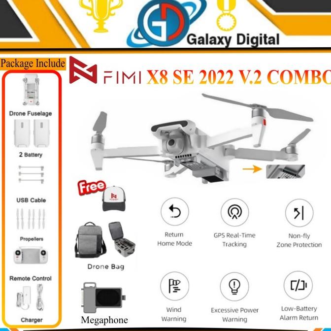 Jual FIMI X8SE 2022 V2 Combo GPS 10KM 4k 48MP 3-axis Gimbal With ...