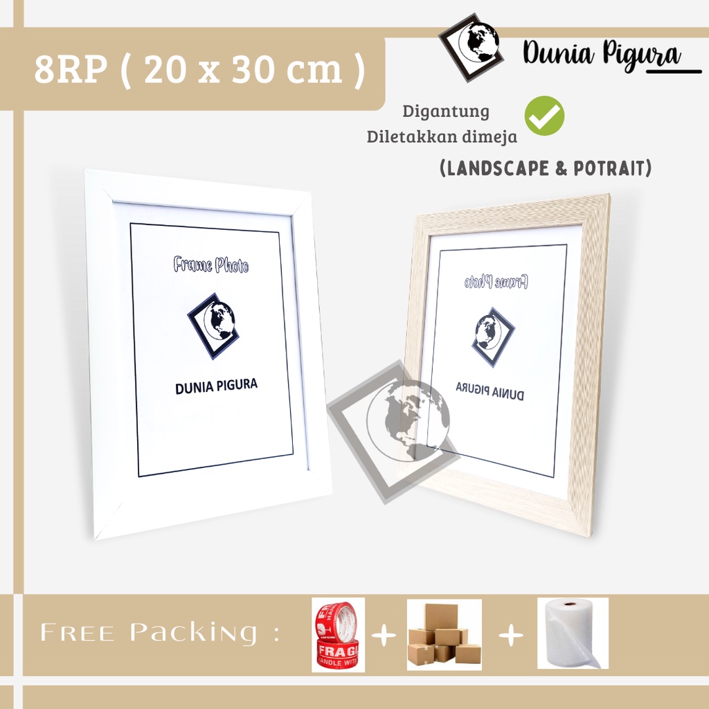 Jual Bingkai Foto 8RP (20 x 30cm) PAKAI KACA Minimalis GROSIR / Frame ...