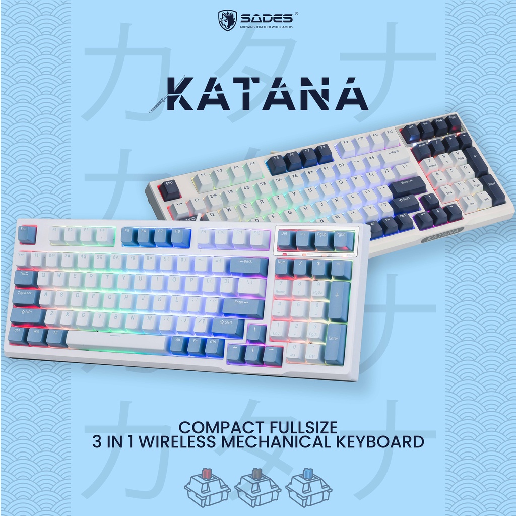 Jual Keyboard Gaming Mechanical Wireless 96% SADES KATANA | Shopee ...