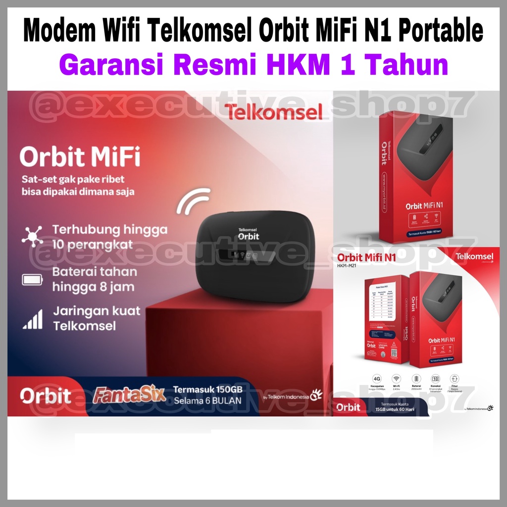 Jual Modem Wifi Telkomsel Orbit Mifi N1 Portable Garansi Resmi HKM 1 ...