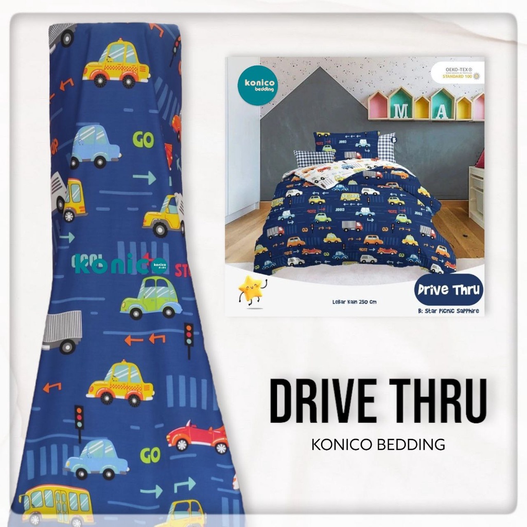 Jual KONICO Bahan Kain Sprei katun Motif tabur Anak DRIVE THRU | ELBHE STAR CATRA GROW ( METERAN ...