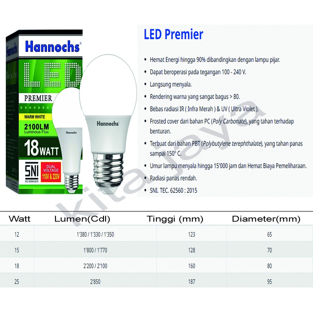 Jual lampu led hannochs premier 12watt / 15watt / 18watt / 25watt | Shopee Indonesia